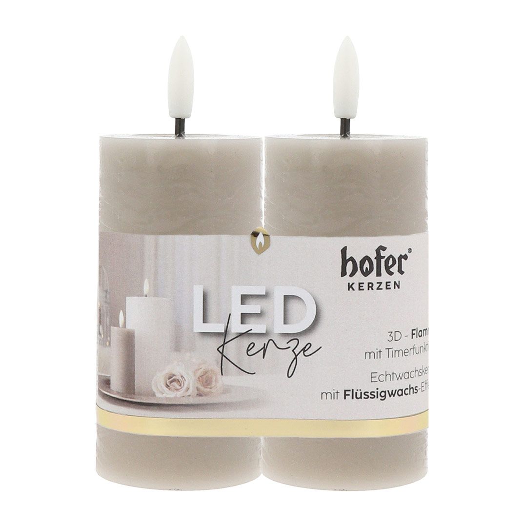 Hofer LED Kerze 50x100, 2er in taupe